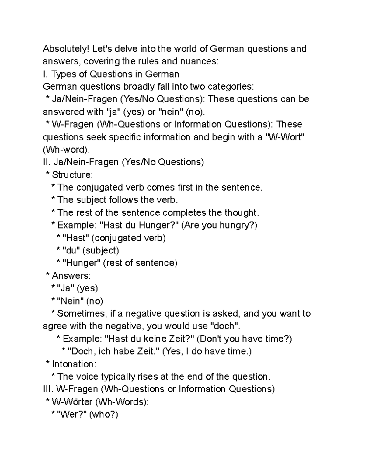 German 4 - Lecture: Understanding Questions and Answers in German - Studocu
