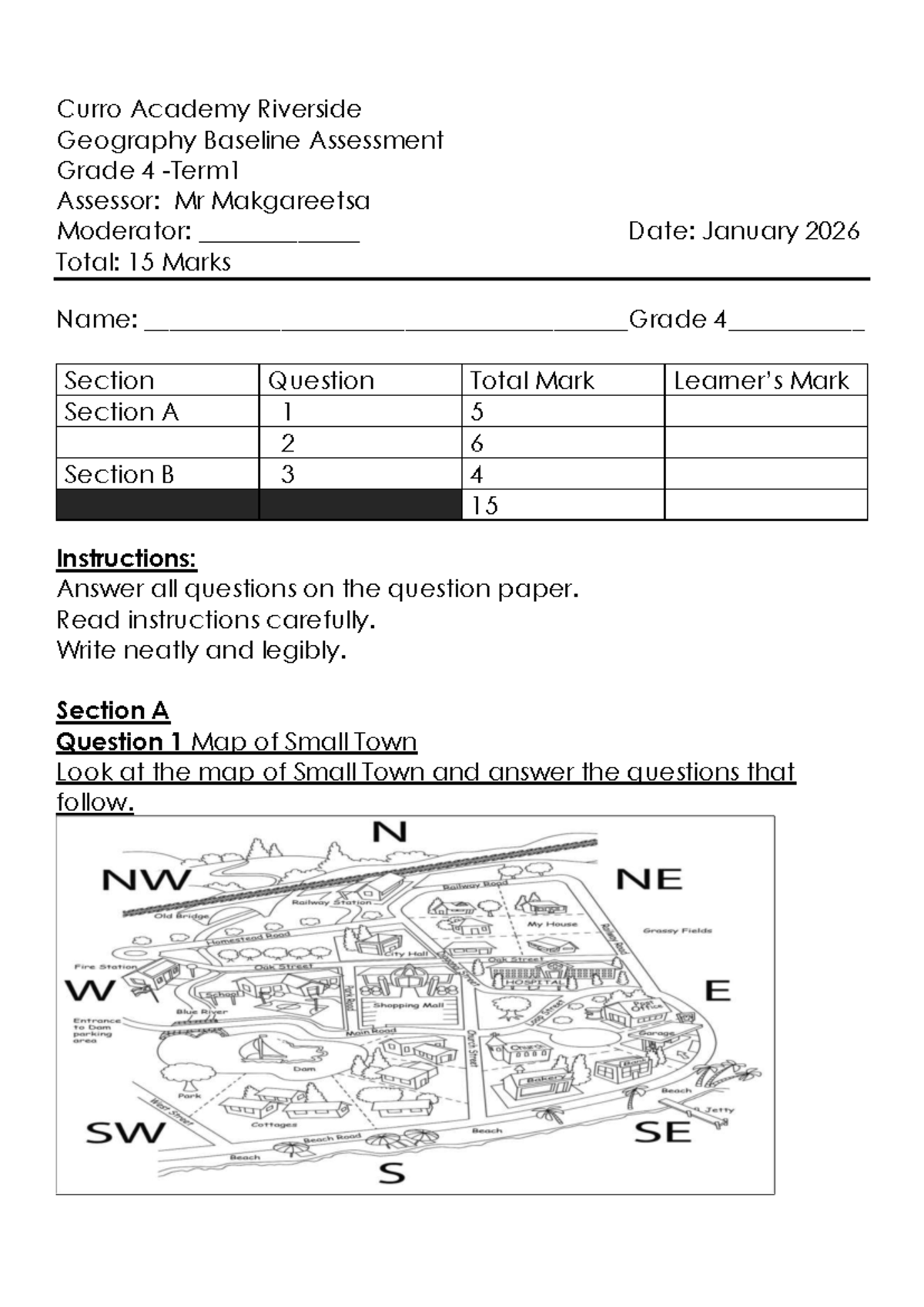 Grade 4 Geography Baseline Assessment - Curro Academy Riverside - Studocu