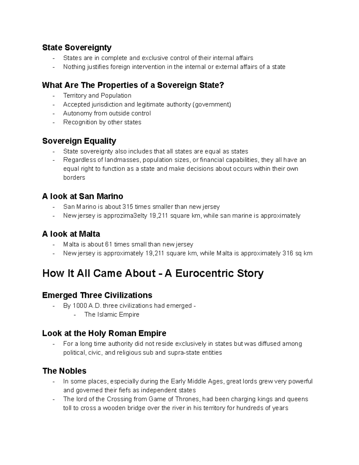State Sovereignty: Concepts and Historical Perspectives - Studocu