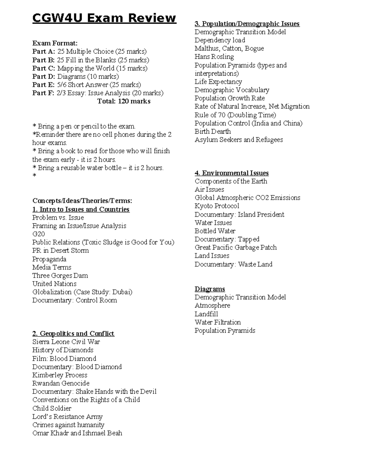CGW4U Exam Review: Format, Topics, and Key Issues - Studocu