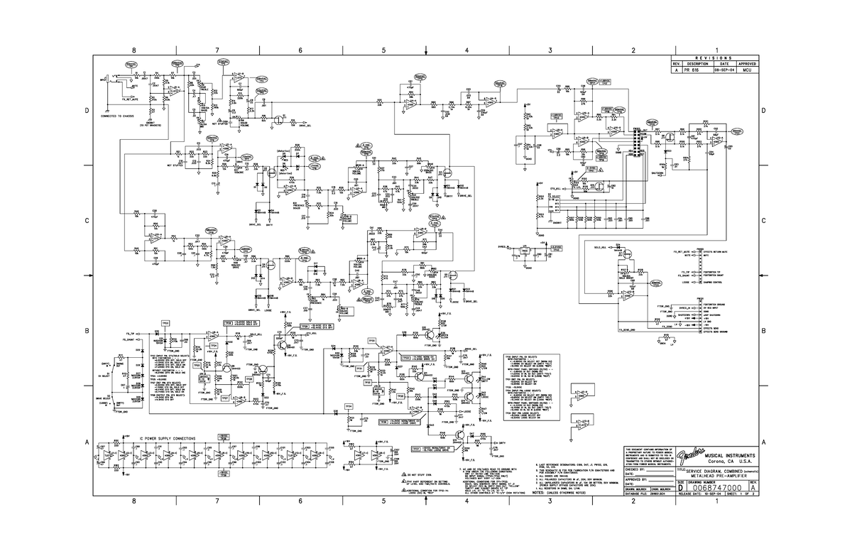 Fender MH 500 Metalhead Guitar Amplifier Schematic (Service Diagram ...