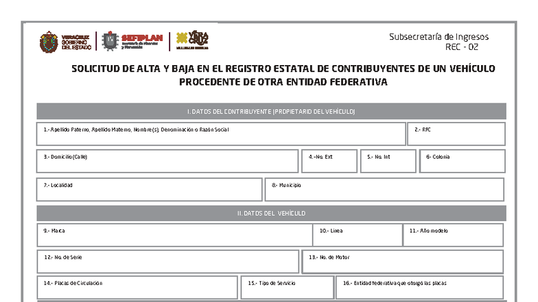 REC 02 - Solicitud de Alta y Baja en Registro Estatal de Contribuyentes ...