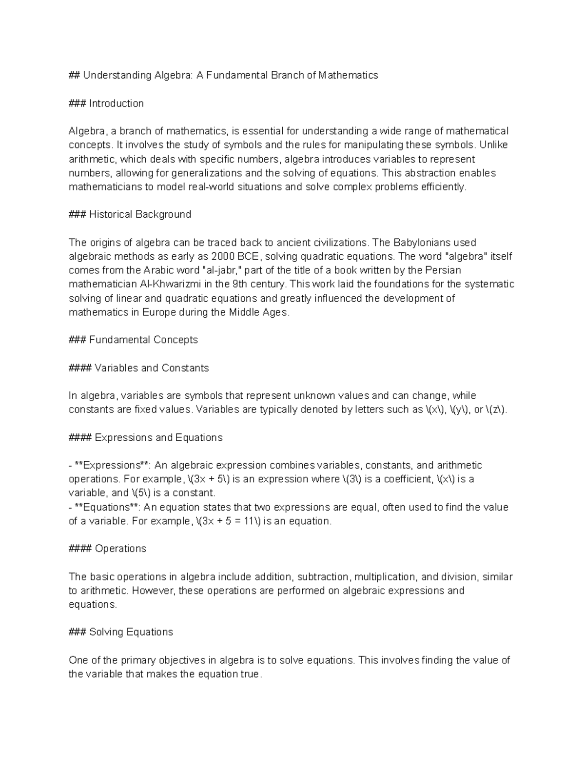 Understanding Algebra: A Comprehensive Guide to Key Concepts ...