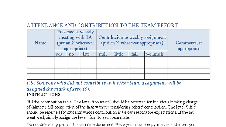 Week 9 Team Contribution & Attendance Template - Lab Task - Studocu