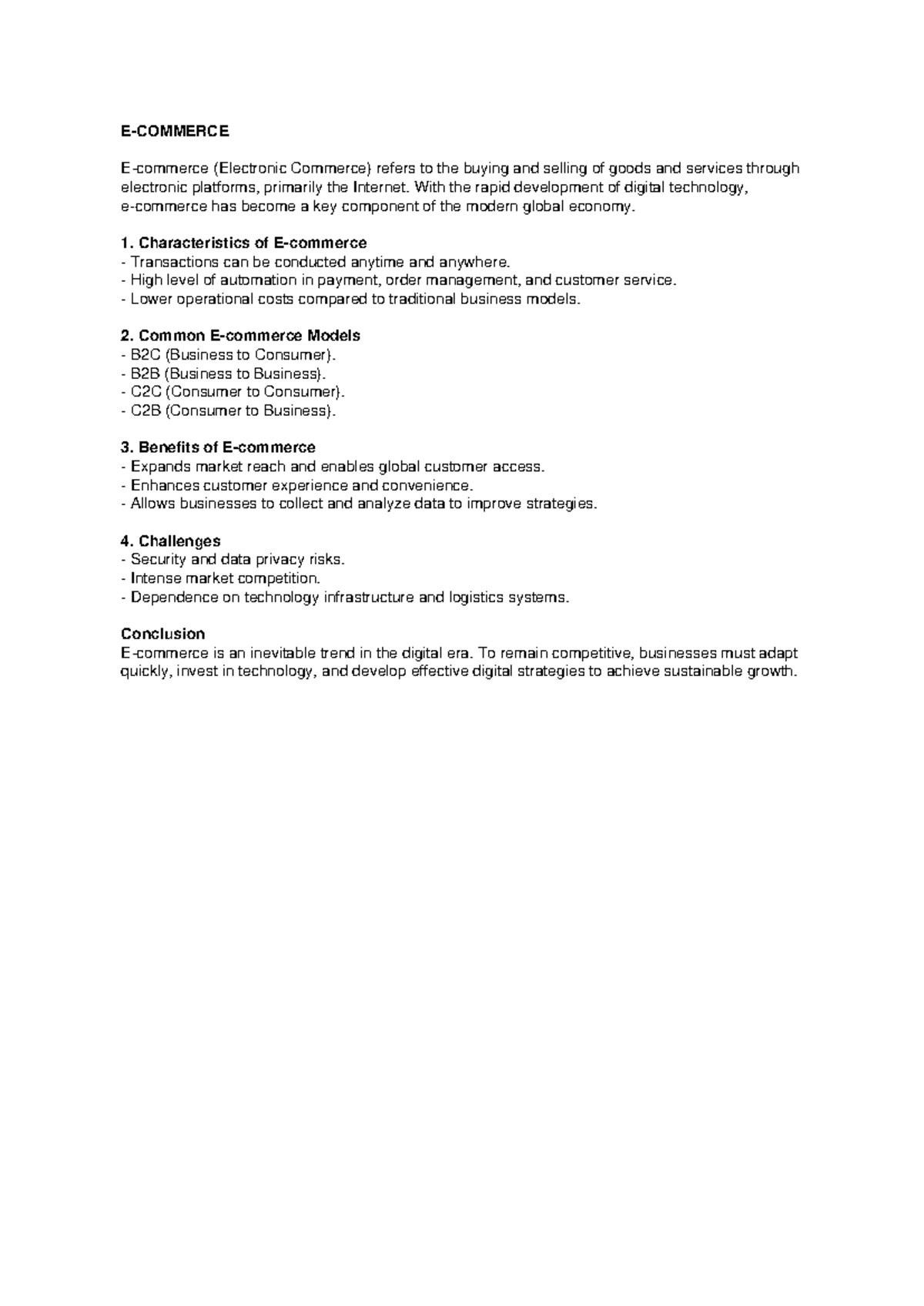 E-Commerce Overview: Key Characteristics, Models, Benefits & Challenges ...