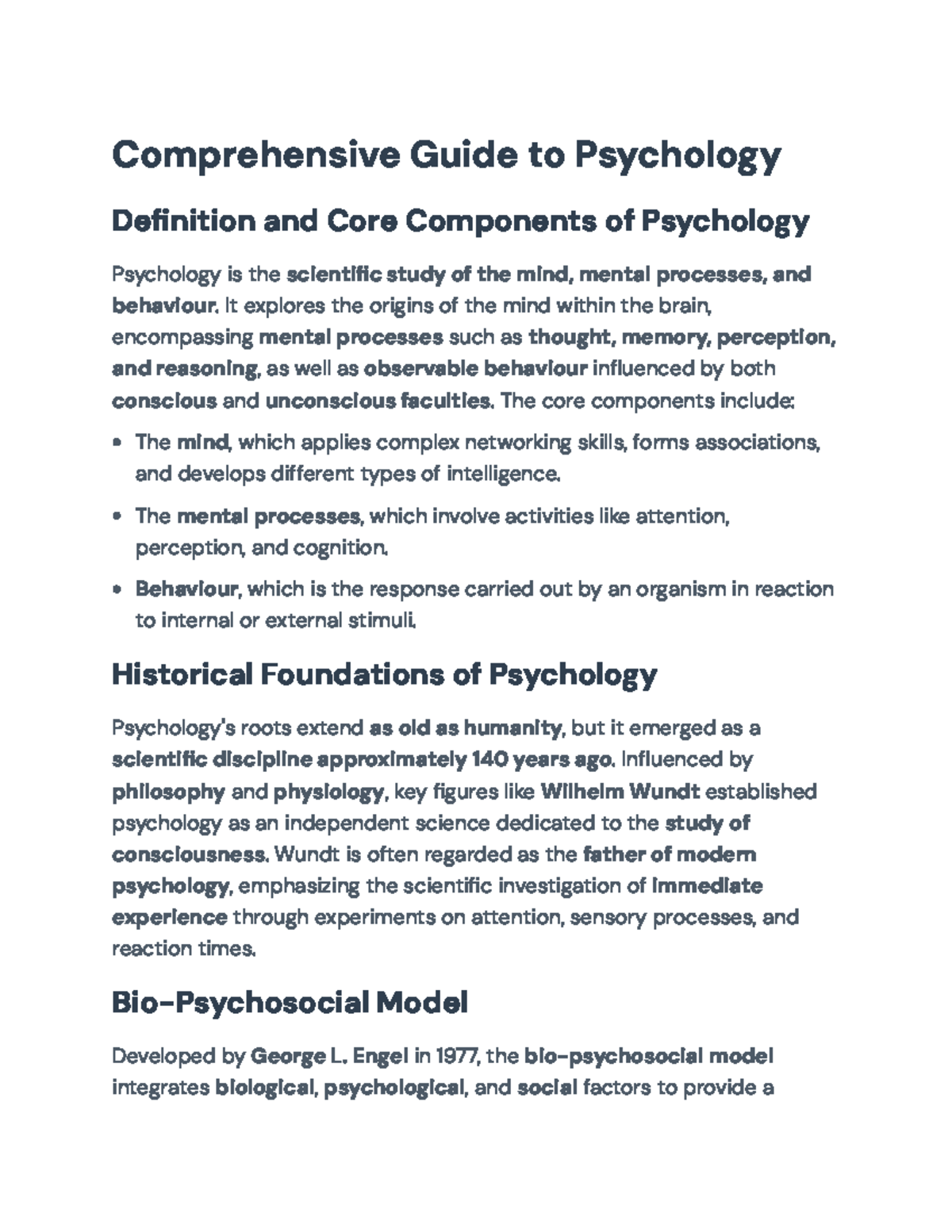 Comprehensive Guide to Psychology (PSY 101) - Concepts and Theories ...