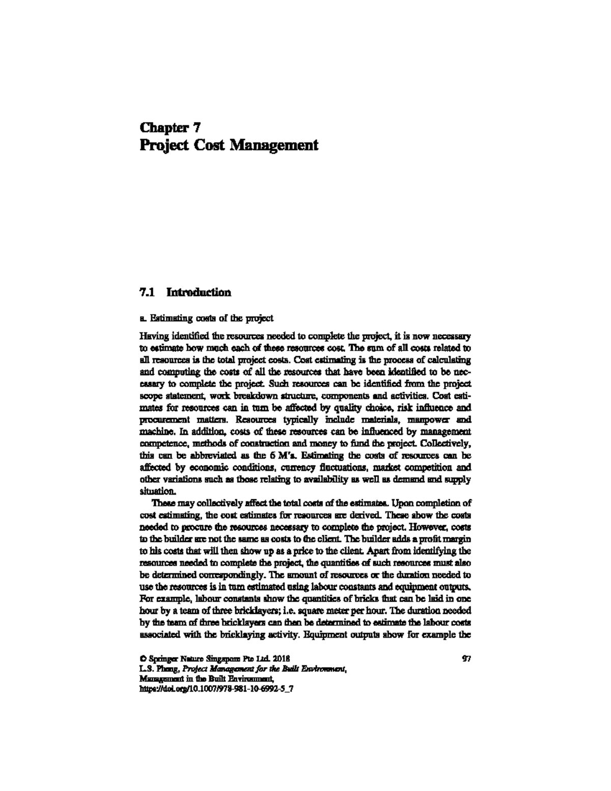 Chapter 7: Understanding Project Cost Management Principles - Studocu