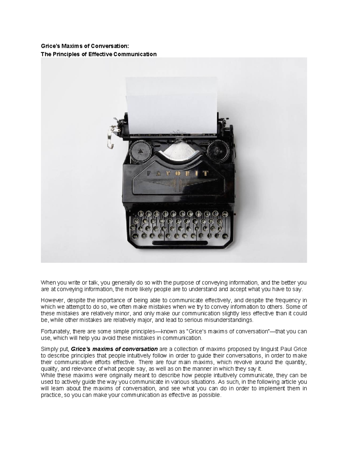 Maxims of Conversation (ENG 101): Principles for Effective ...