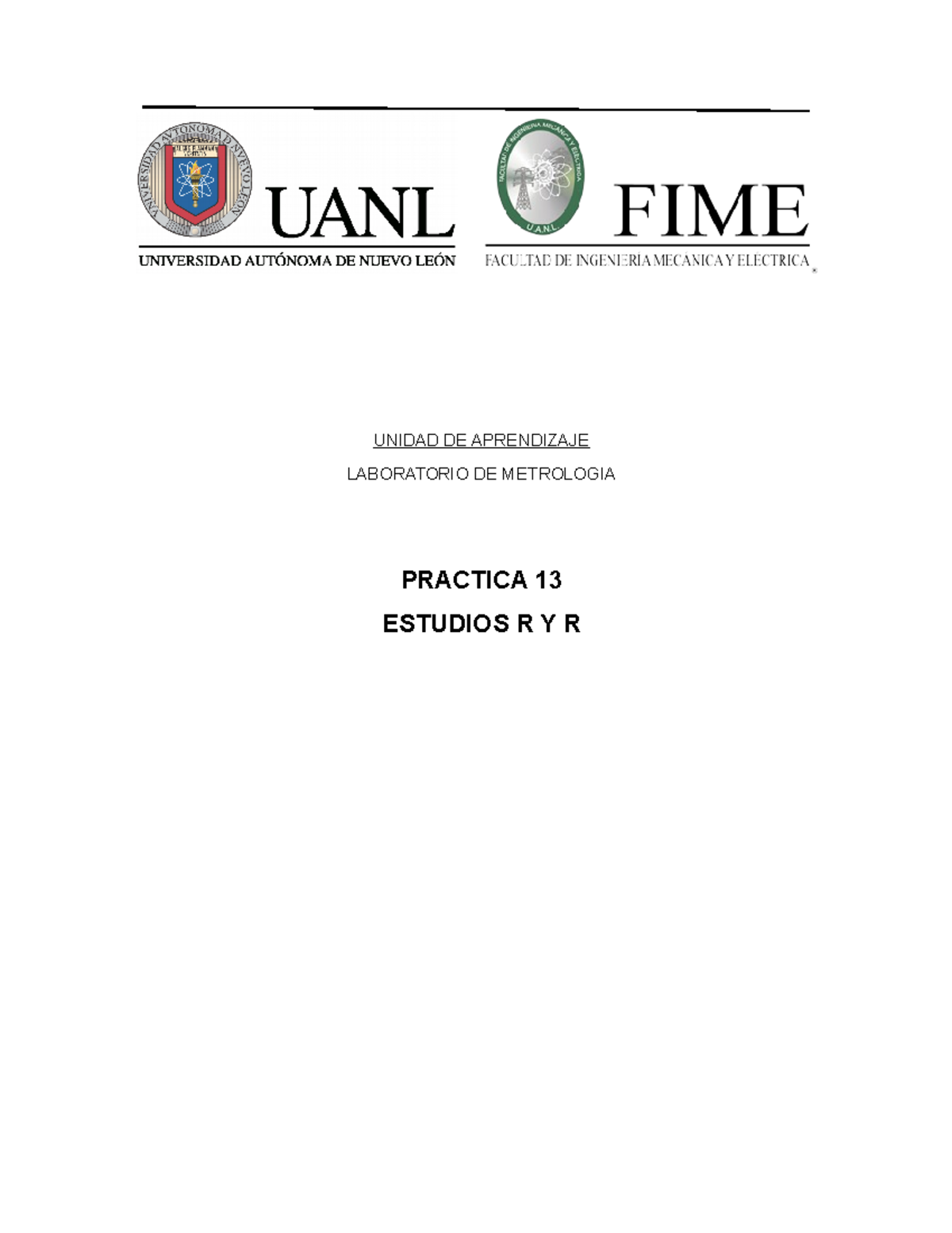 LAB Metro P13 Estudios RYR - UNIDAD DE APRENDIZAJE LABORATORIO DE ...