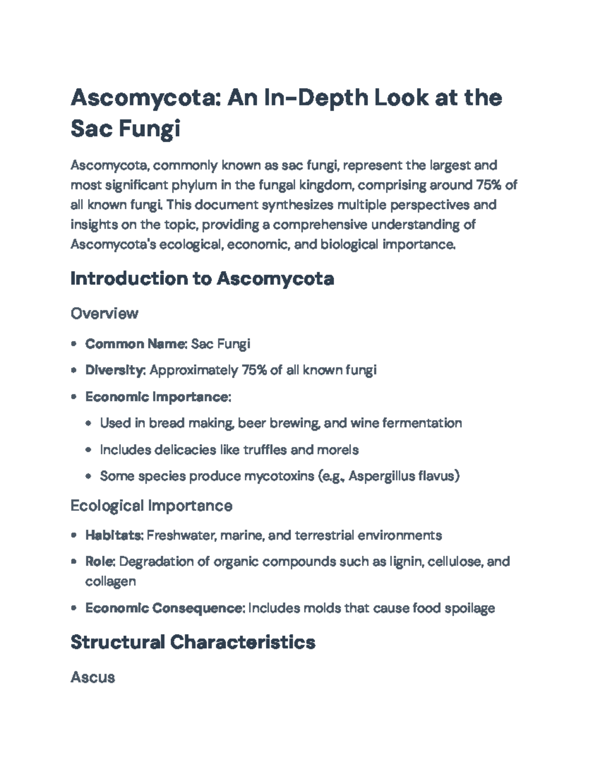 Ascomycota: Comprehensive Insights on Sac Fungi (MYC101) - Ascomycota ...