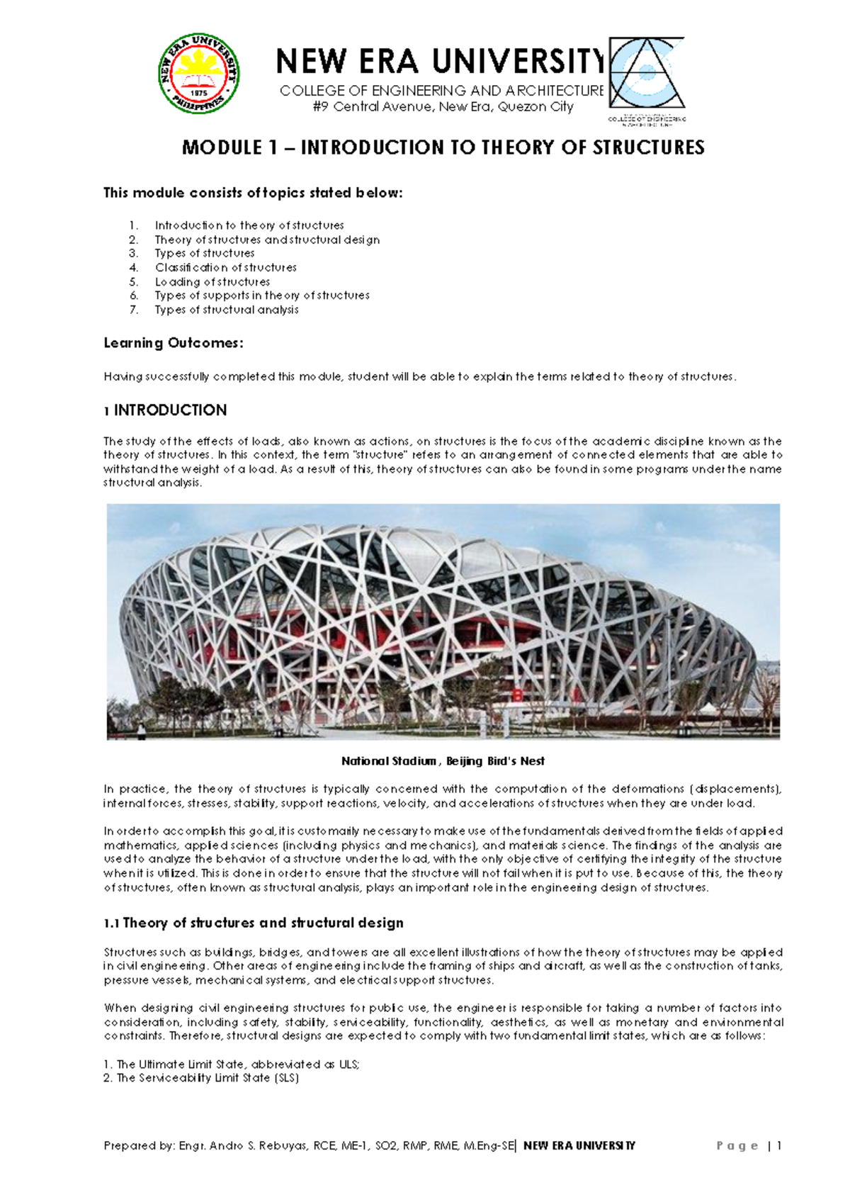 Module 1: Intro to Theory of Structures - Engineering Concepts Overview ...