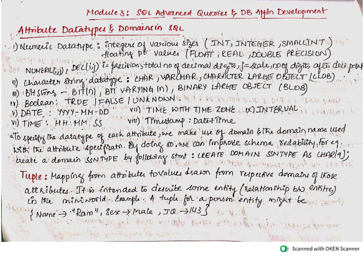 Module 3: Advanced SQL Queries & Data Types in DB App Dev - Studocu