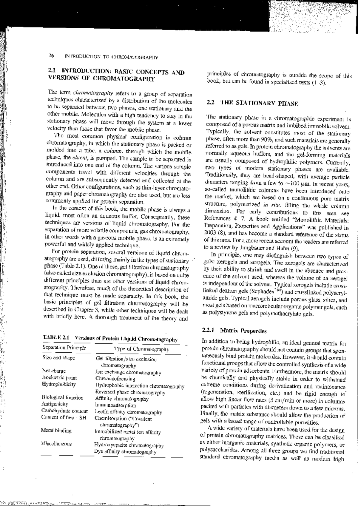 26 CHROMATOGRAPHY: INTRODUCTION TO STATIONARY PHASES AND TECHNIQUES ...