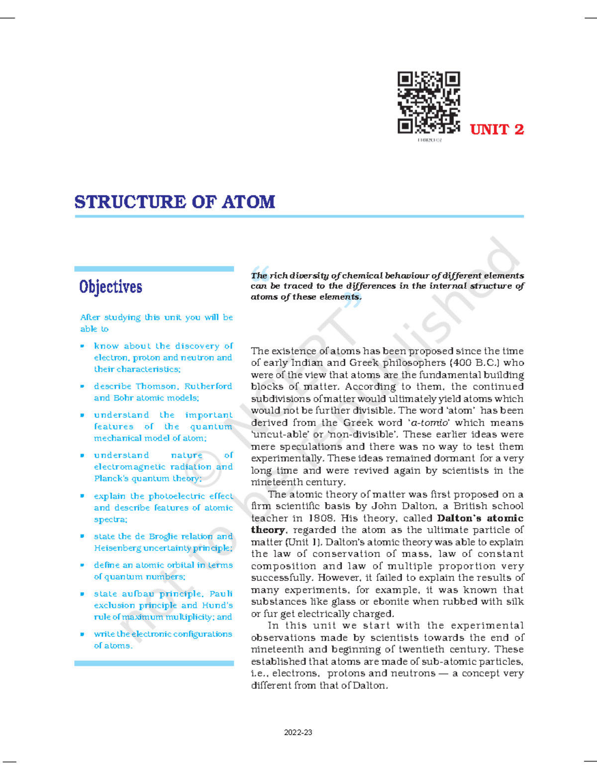 Structure of Atom - CHEM 101 LECTURE NOTES - Studocu