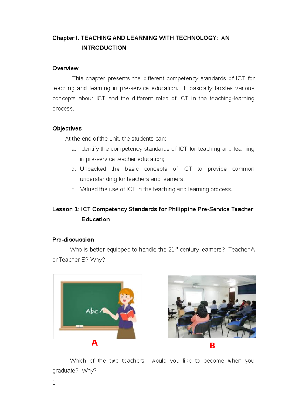 Module in teaching and learning 1 Chapter 1 - Chapter I. TEACHING AND ...