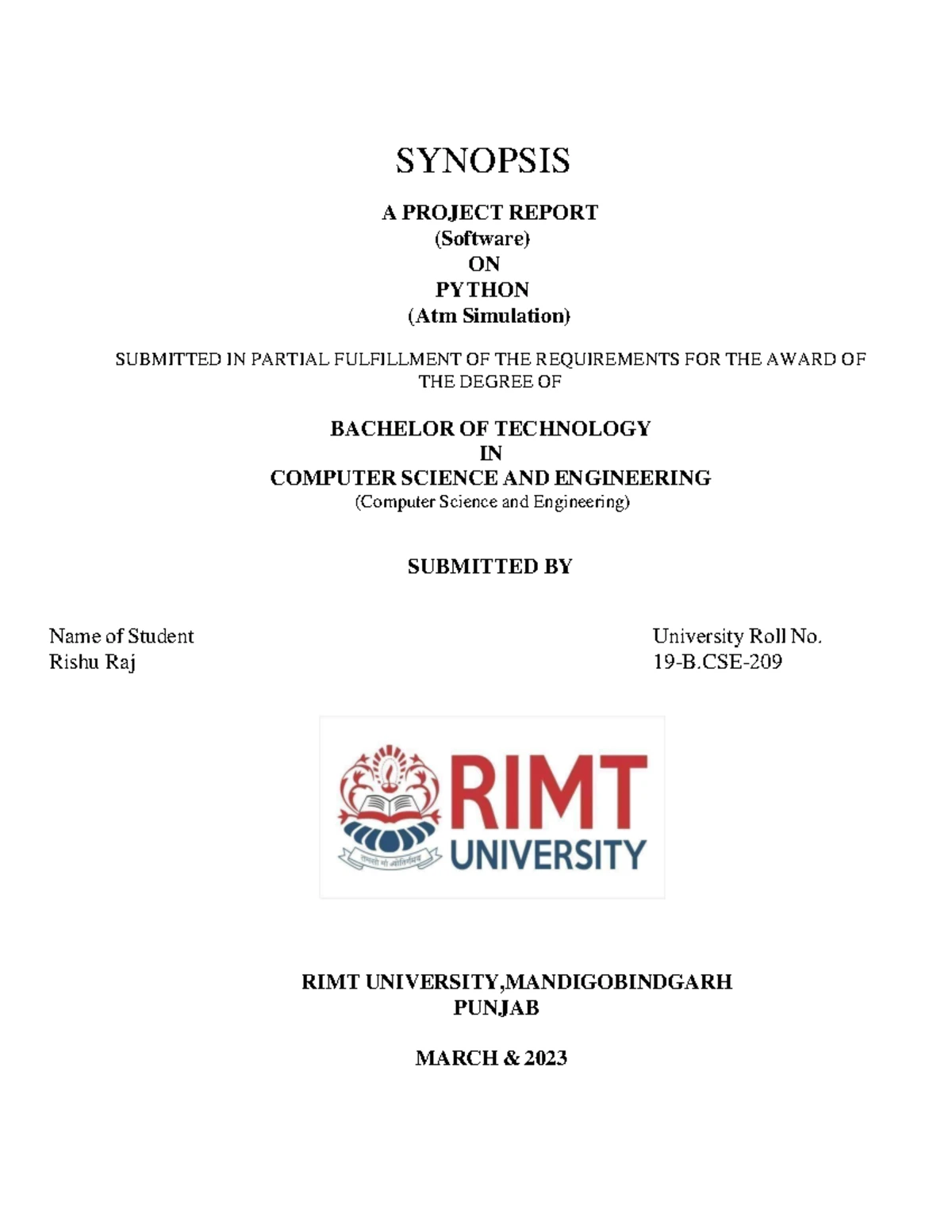 Bca-project-report - Download option - BCA PROJECT REPORT – SUBMISSION ...