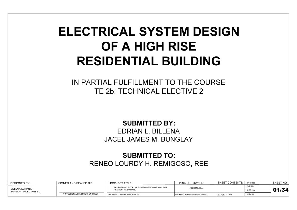 Proposed Electrical System Design for High Rise Residential Building ...