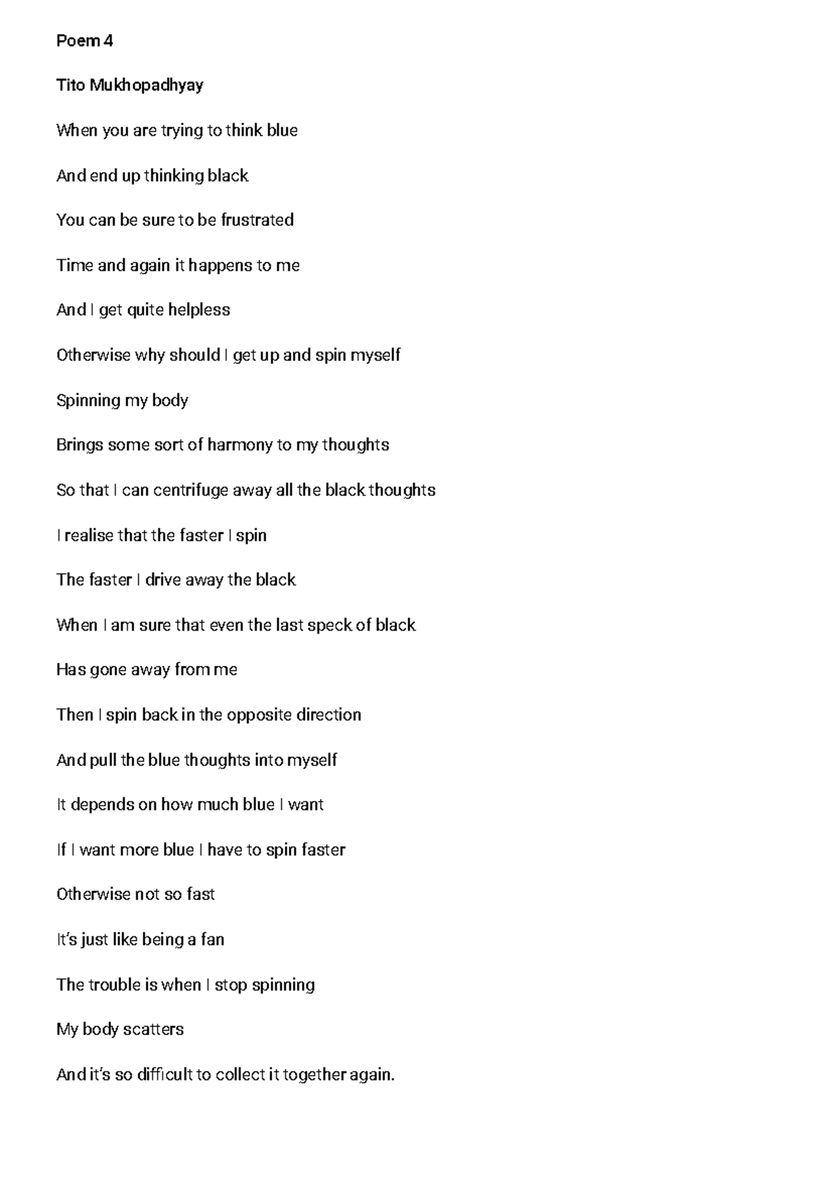 Poem 4 Analysis - Tito Mukhopadhyay Notes - Studocu