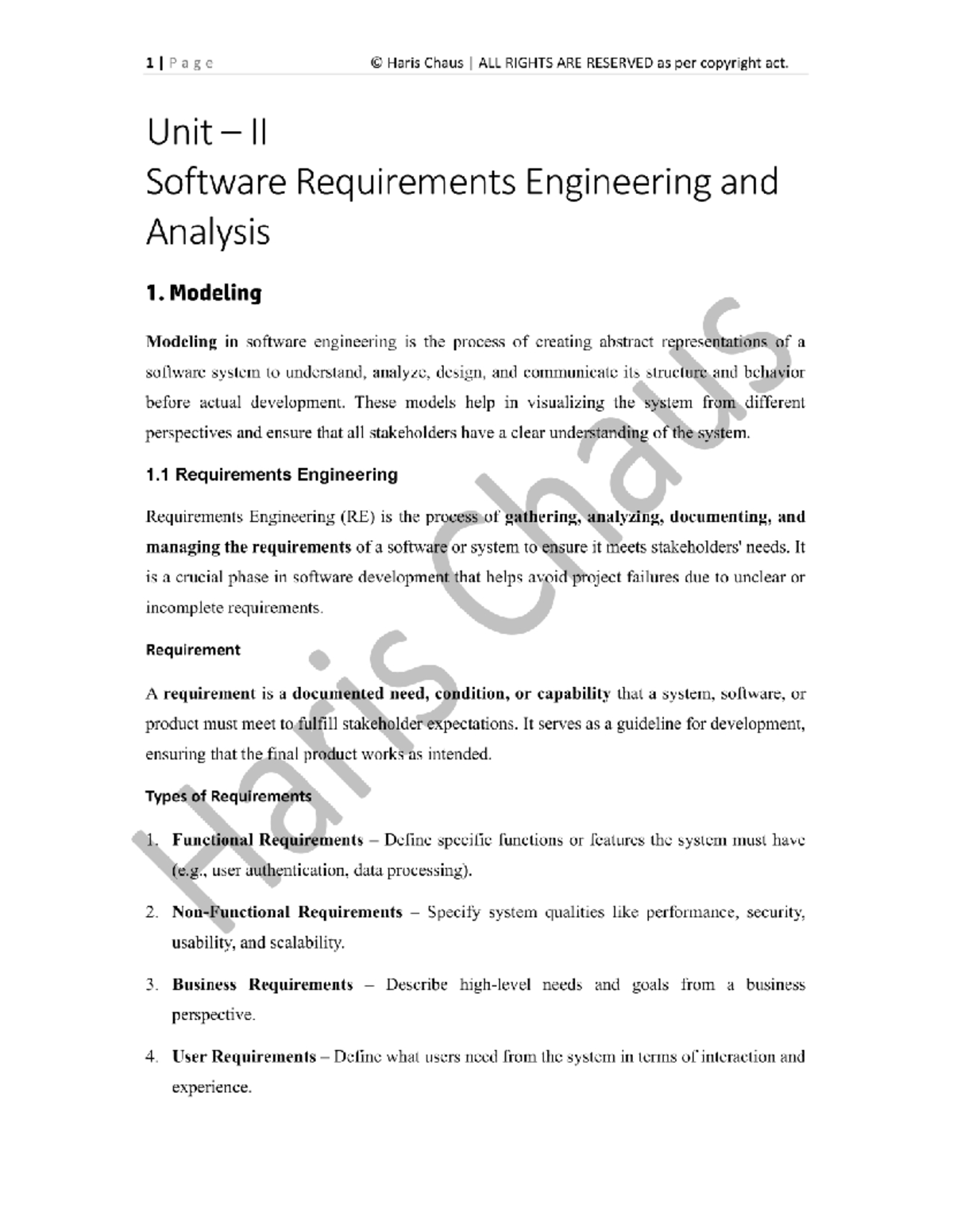 SE Unit 2 Notes: Software Requirements Engineering & Analysis Overview ...