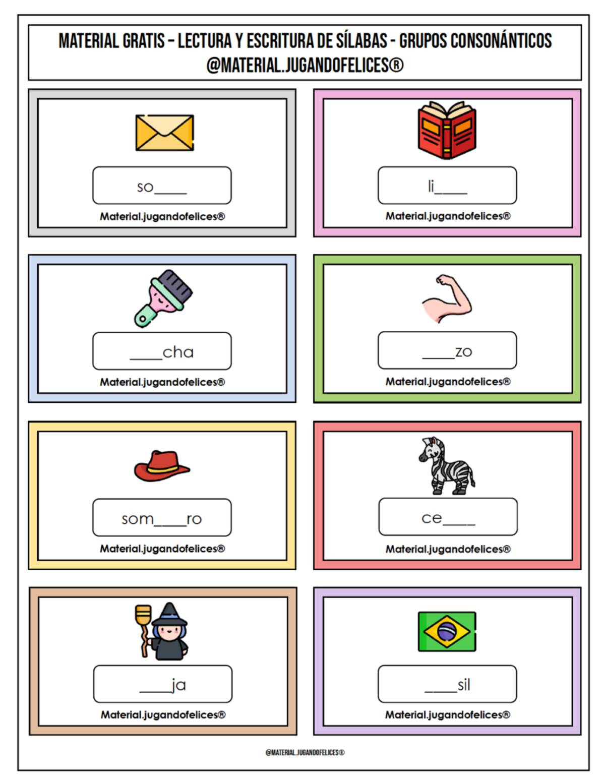 Material.jugandofelices - Lectura y escritura de palabras - grupos ...