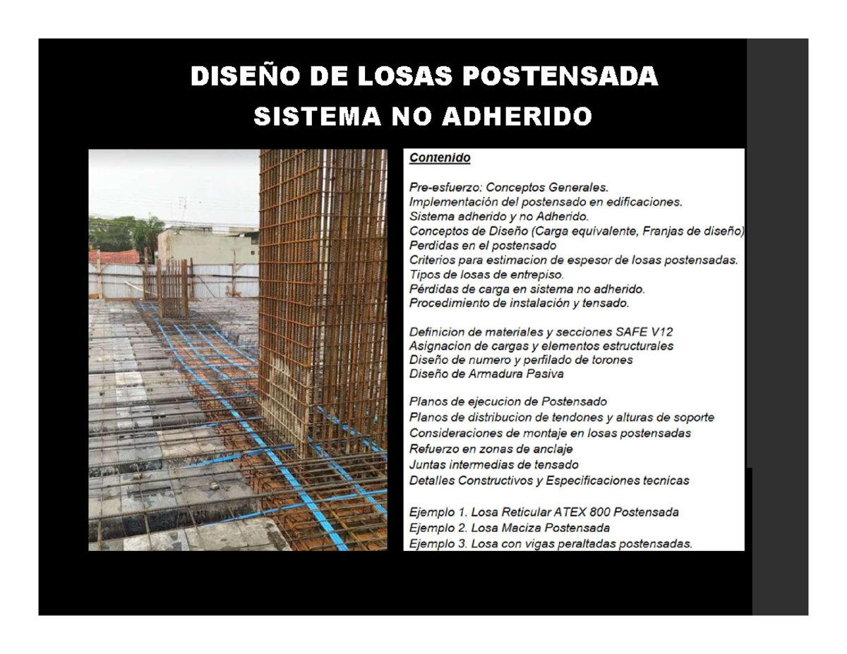Intro Losas PT - DISEÑO DE LOSAS POSTENSADA SISTEMA NO ADHERIDO ¿CÓMO ...