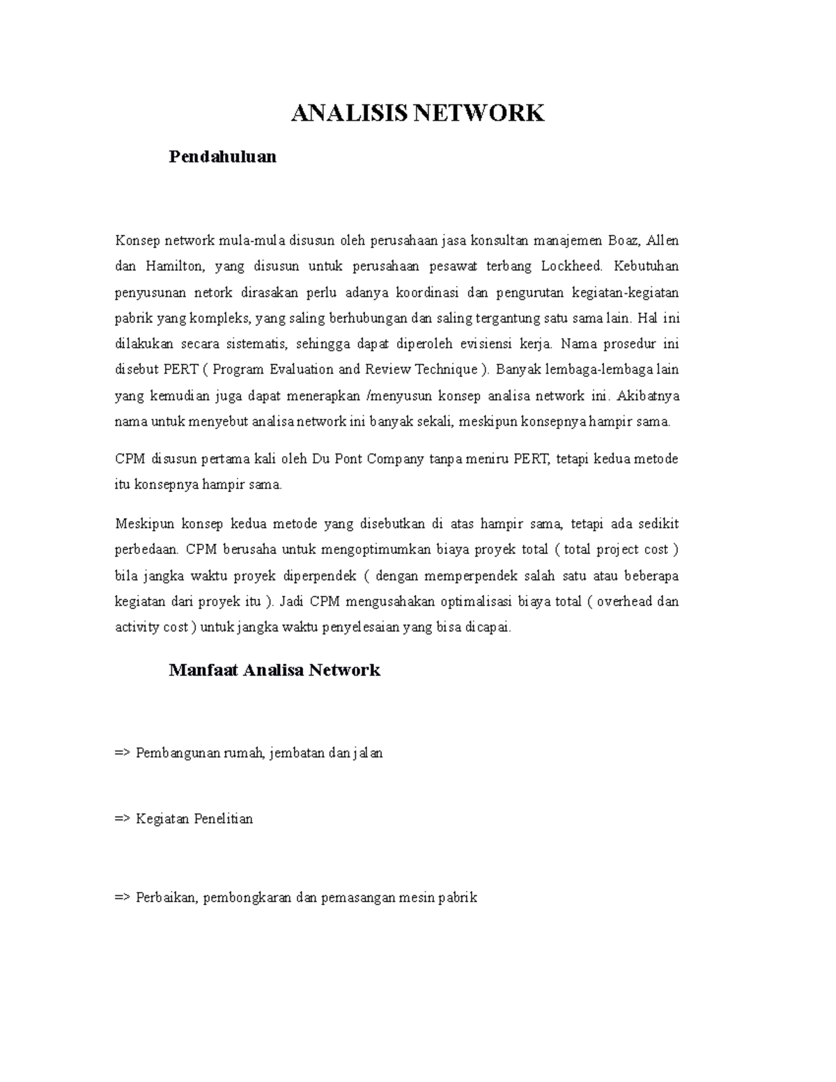 Analisis Network dalam Riset Operasi: Metode dan Manfaat - Studocu