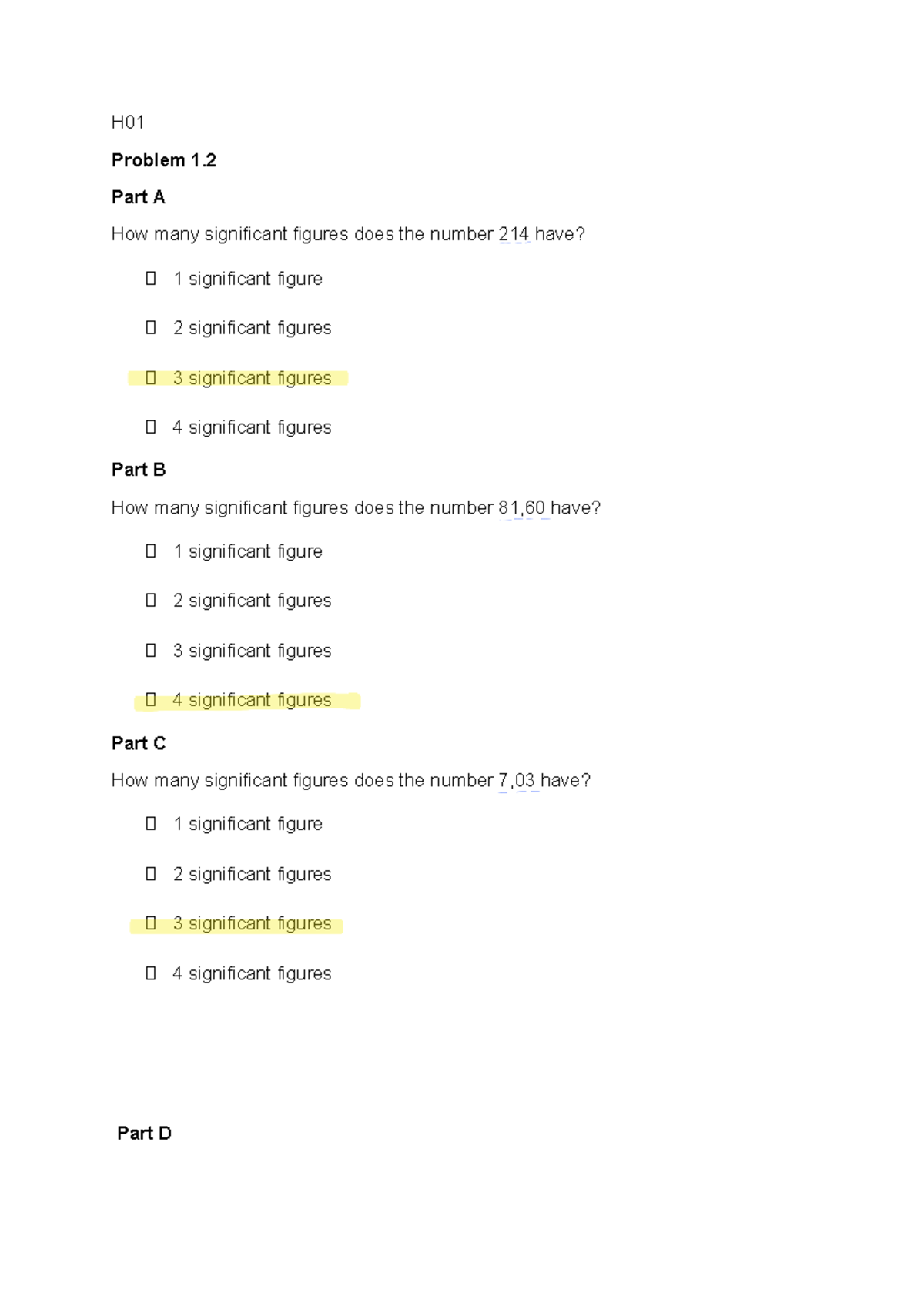 H01 Physics Exercises: Significant Figures and Units - Studocu
