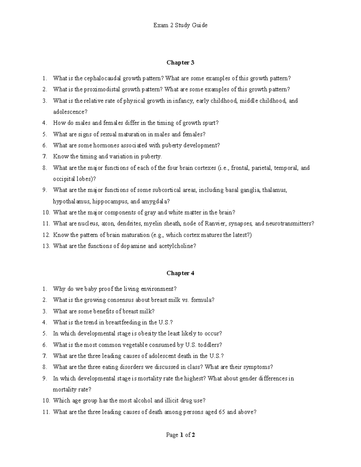 Developmental Psychology Exam 2 Study Guide: Chapters 3-5 - Studocu