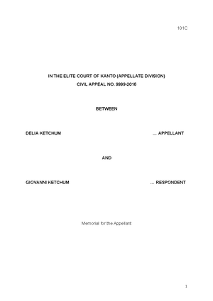 Moot Court Examples - Lecture notes - Moot Court Examples Sample Case ...