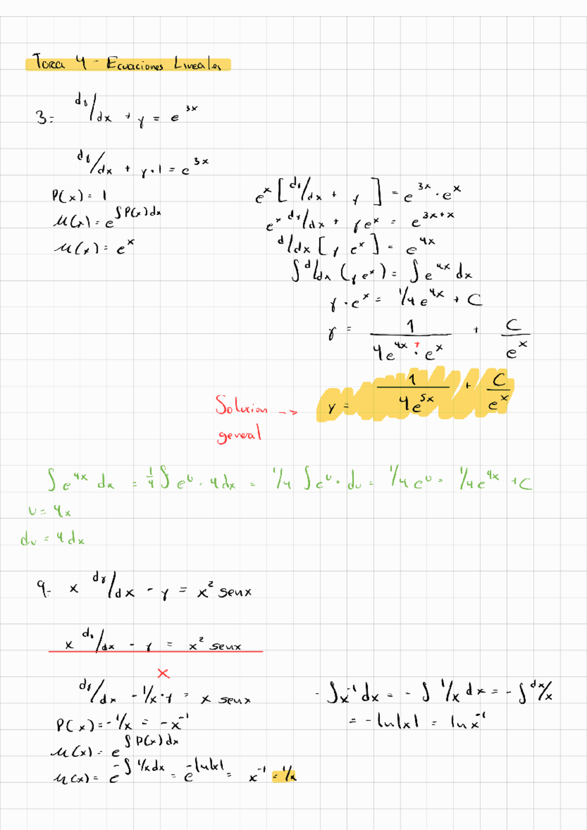 Ecuaciones diferenciales - Tora 4 - Ecuaciones Liveales 3: do/dx 'y=e ...