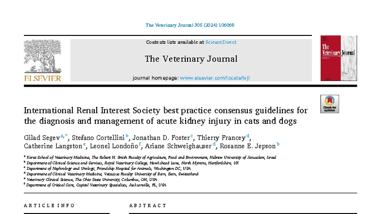 IRIS Guidelines for Acute Kidney Injury Management in Dogs & Cats - Studocu