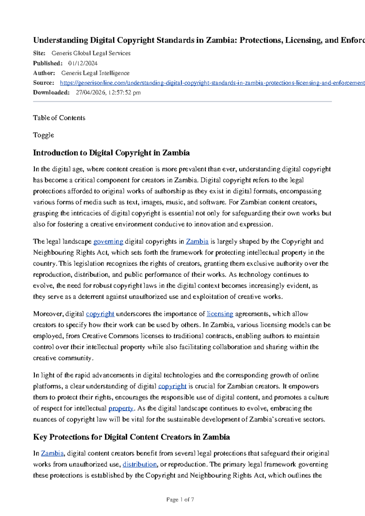 Understanding Digital Copyright Standards in Zambia: Protections ...