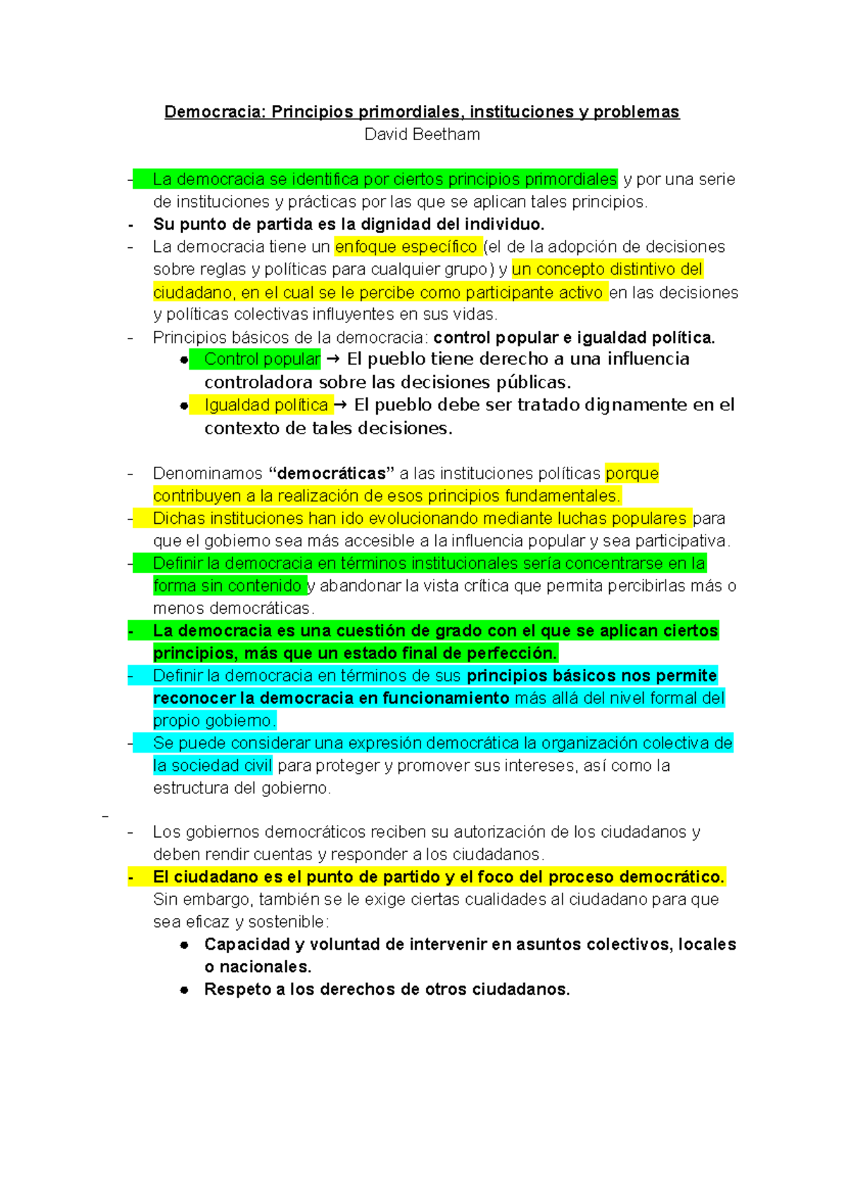 Lectura 1 - David Beetham - Democracia: Principios primordiales ...