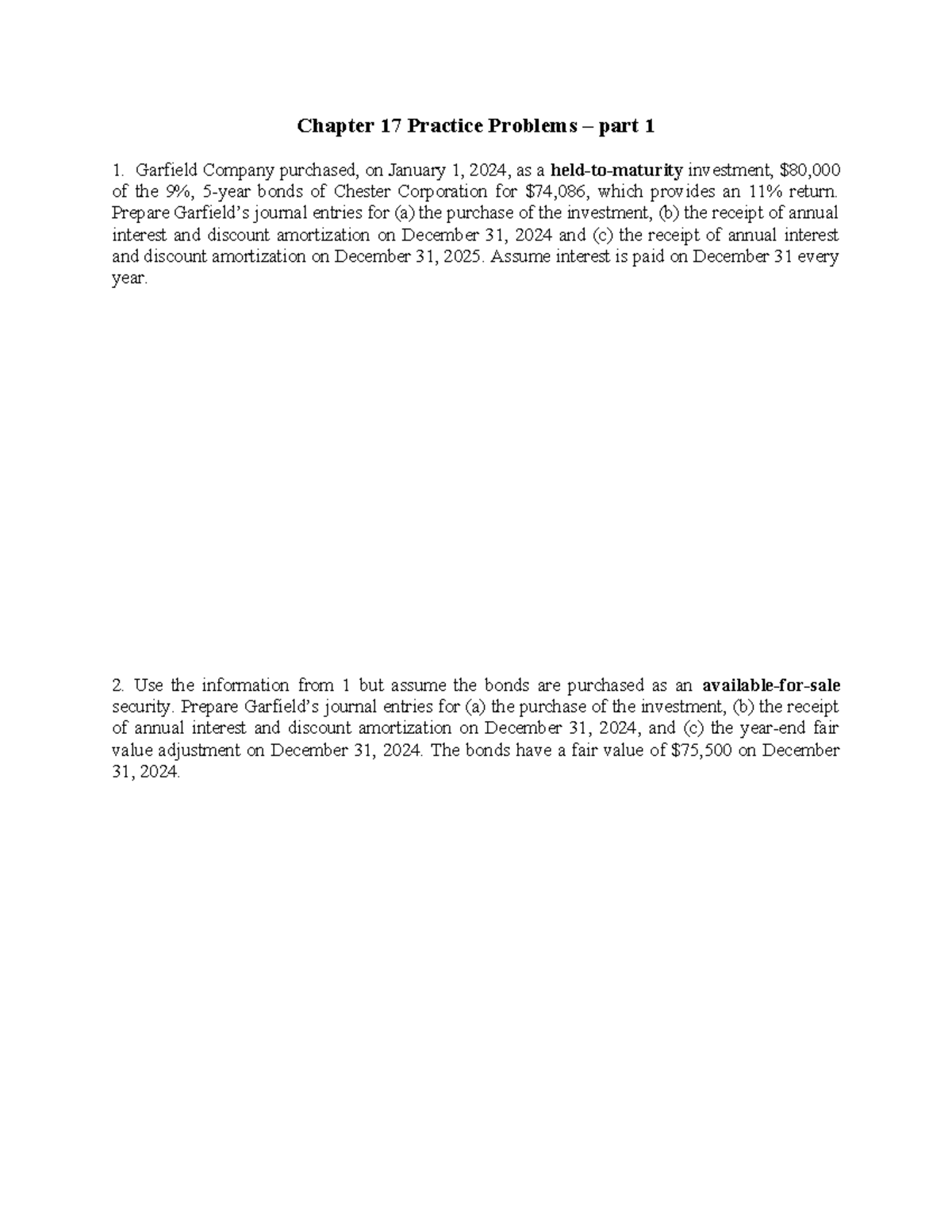 Ch 17 Practice Problems part 1 - Chapter 17 Practice Problems – part 1 ...