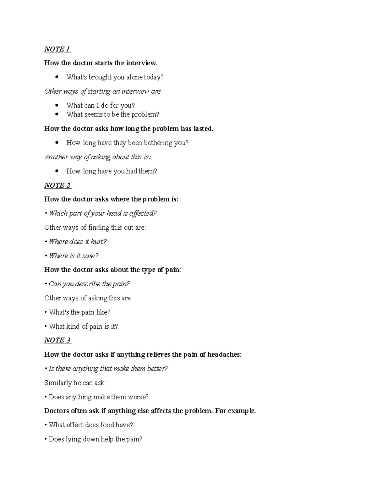 Doctor-Patient Interview Techniques: Notes for Medical Practice - Studocu