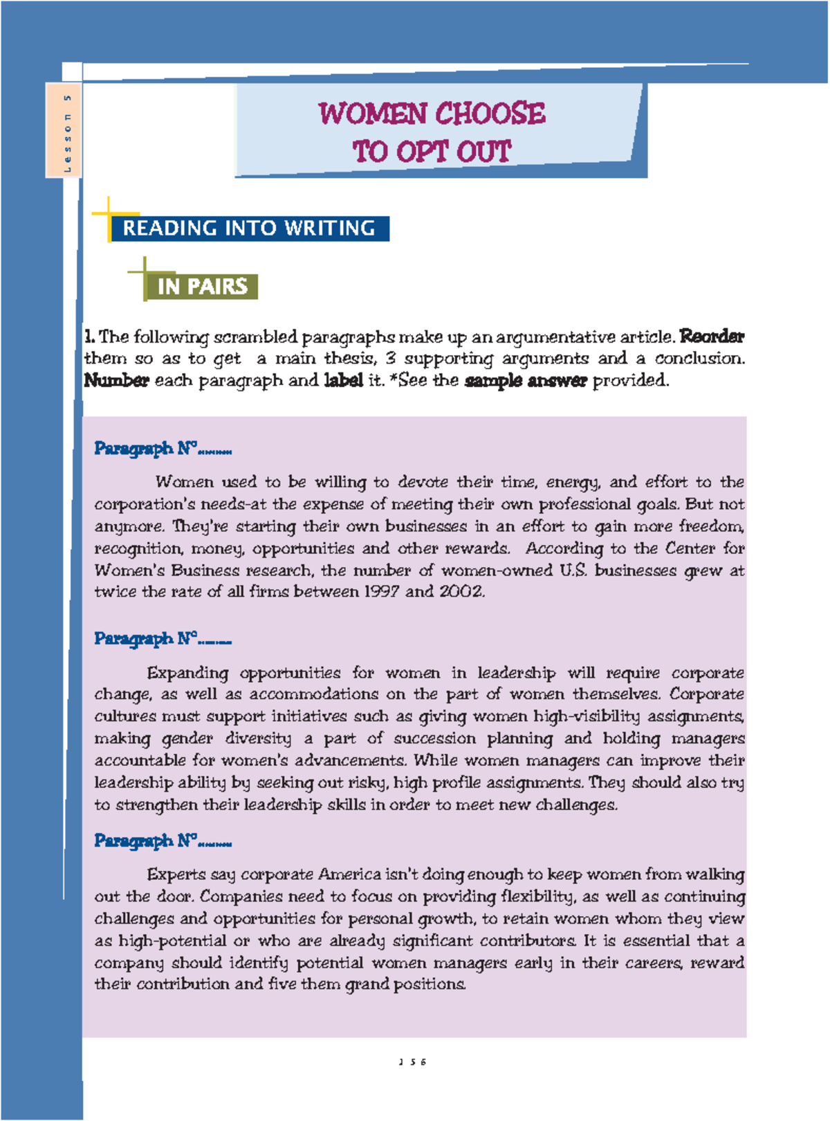 Lesson 5: Women Opting Out - An Argumentative Analysis (ENG 4) - Studocu