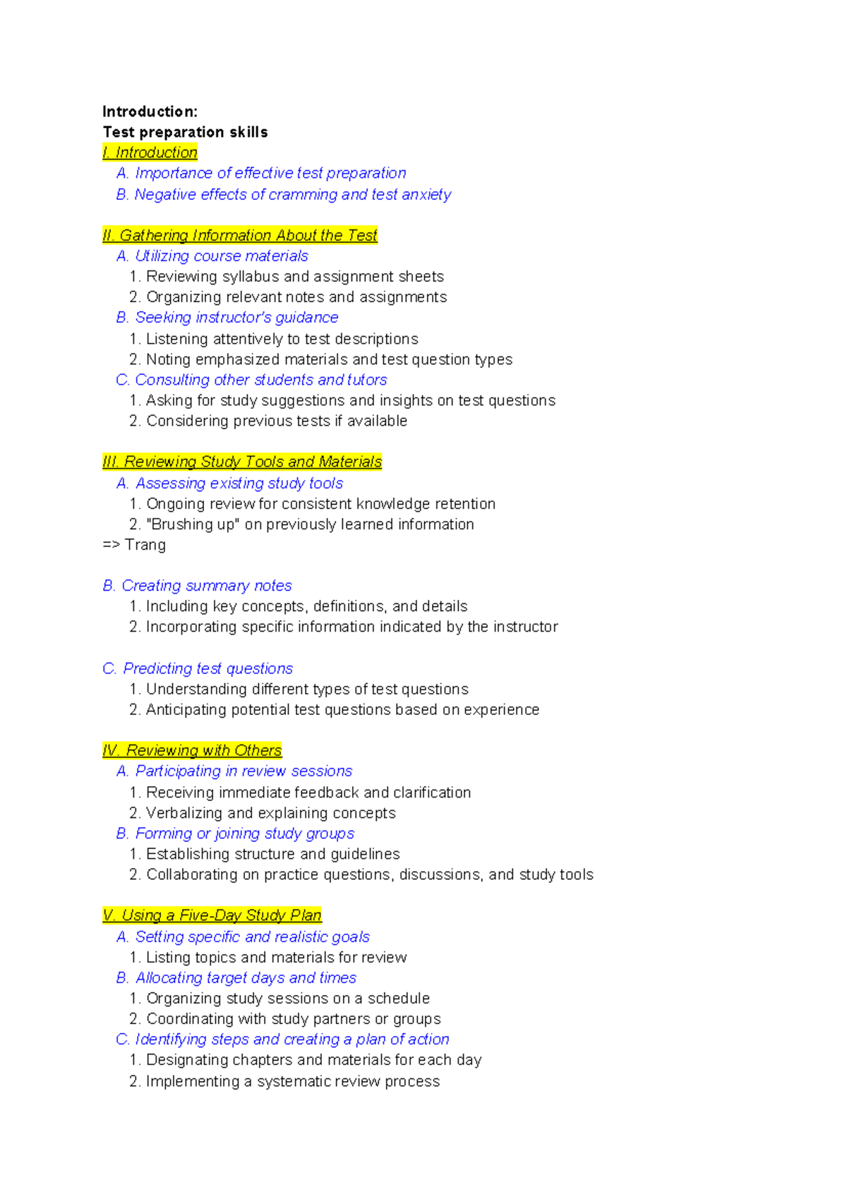 Study skills - Practice - Introduction: Test preparation skills I ...