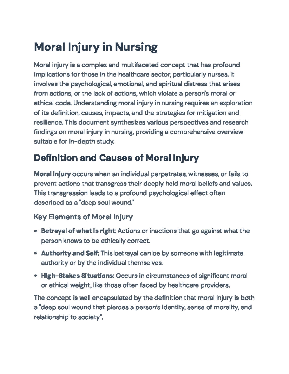 Understanding Moral Injury in Nursing: Impacts and Resilience ...