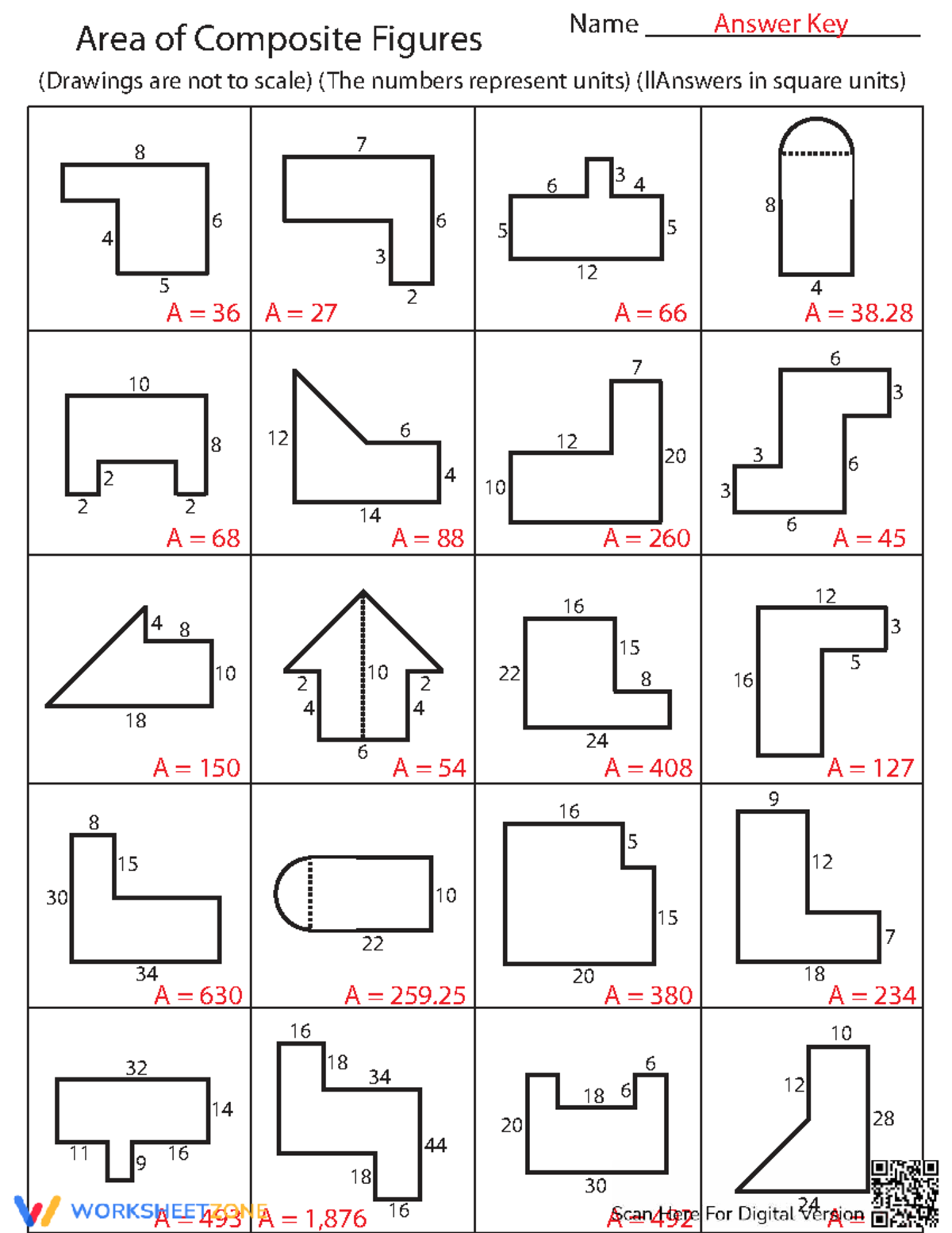 Answer Key: Area of Composite Figures (Math 101) - Studocu