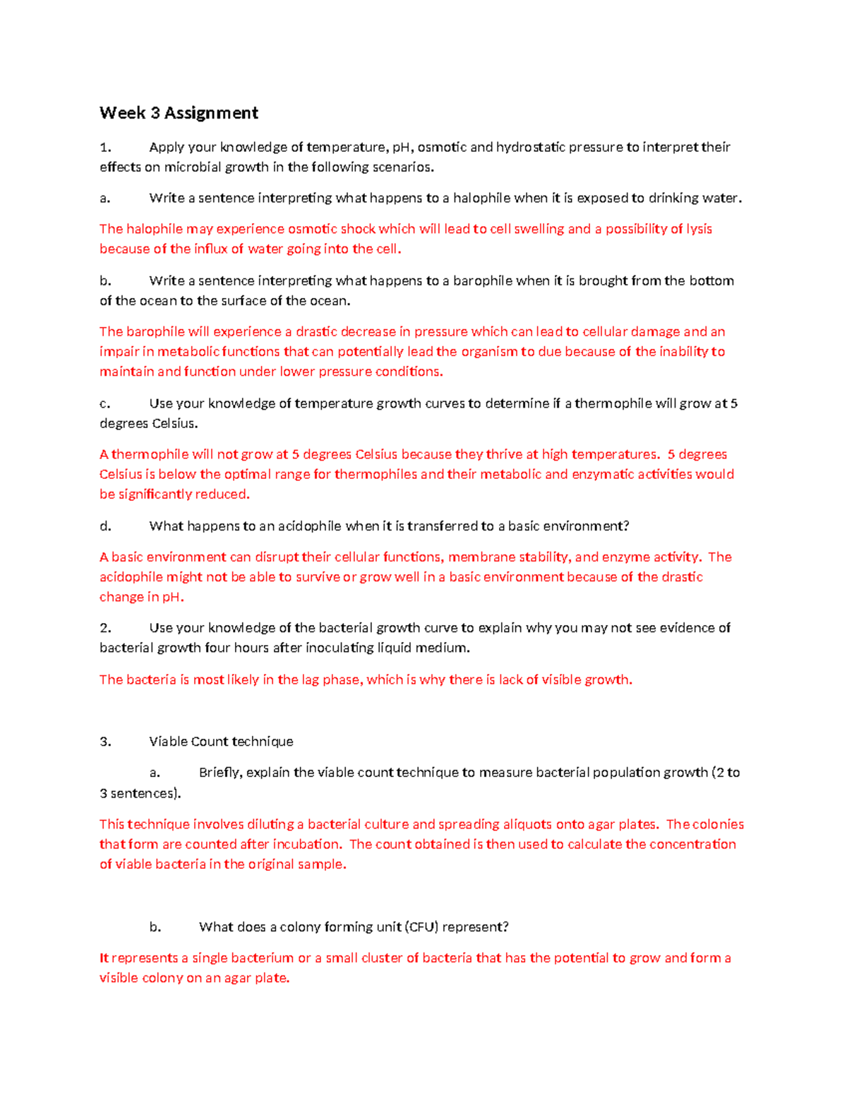Week 3 Assignment Microbial Nutrition and Metabolism - Week 3 Assignment Apply your knowledge of ...