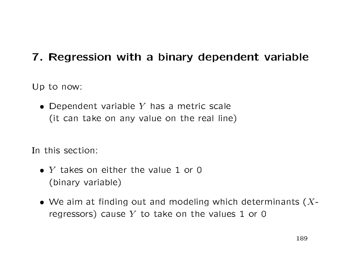 7. Regression Analysis: Logit & Probit Models (Course Code: 7) - Studocu
