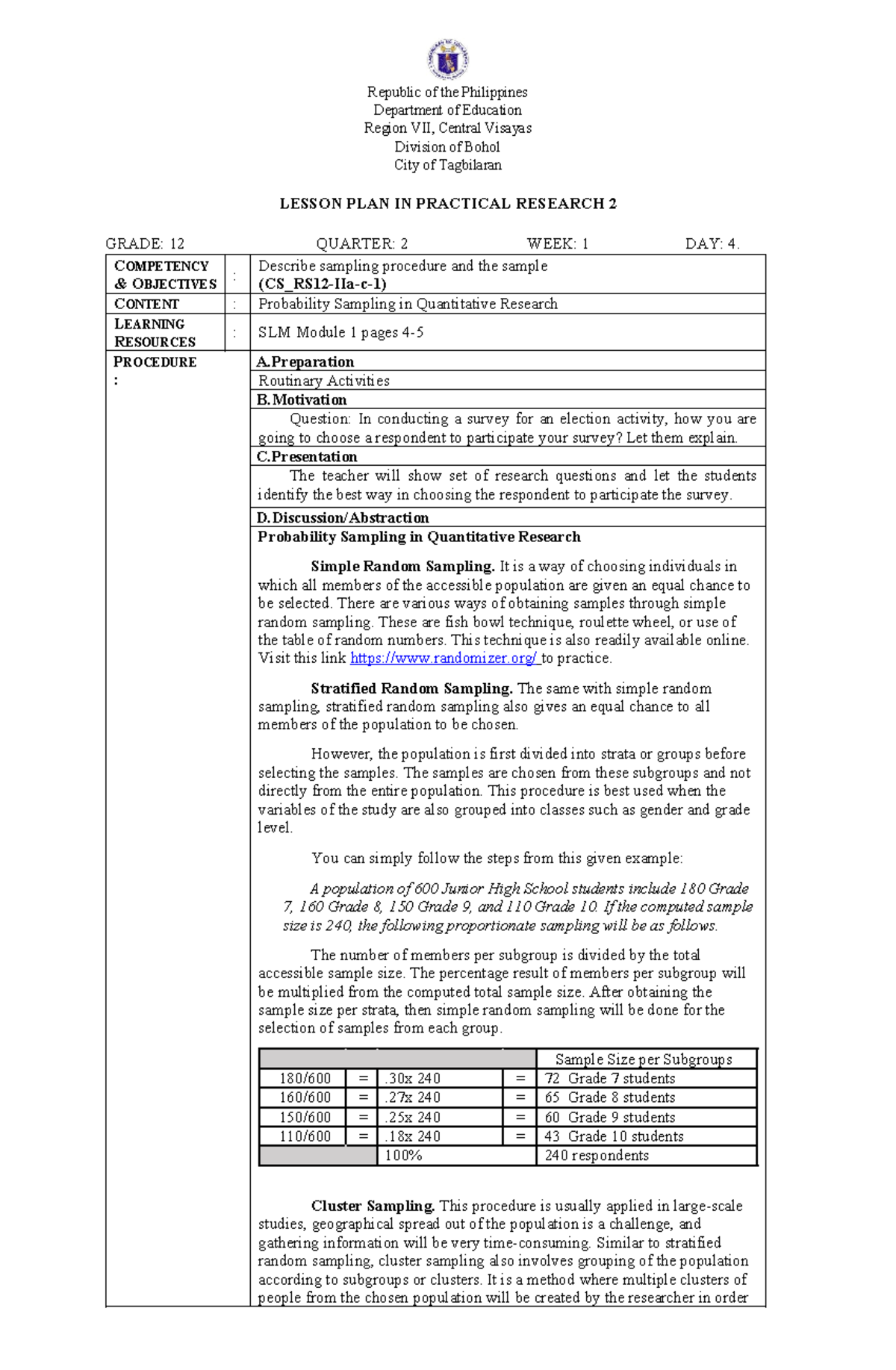 Q2 Module 1 day4 - DAILY LESSON PLAN - Republic of the Philippines ...