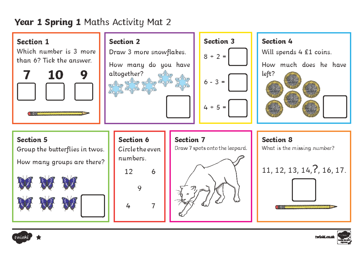 Year 1 Spring 1 Maths Activity Mat 2 - Questions & Answers - Studocu