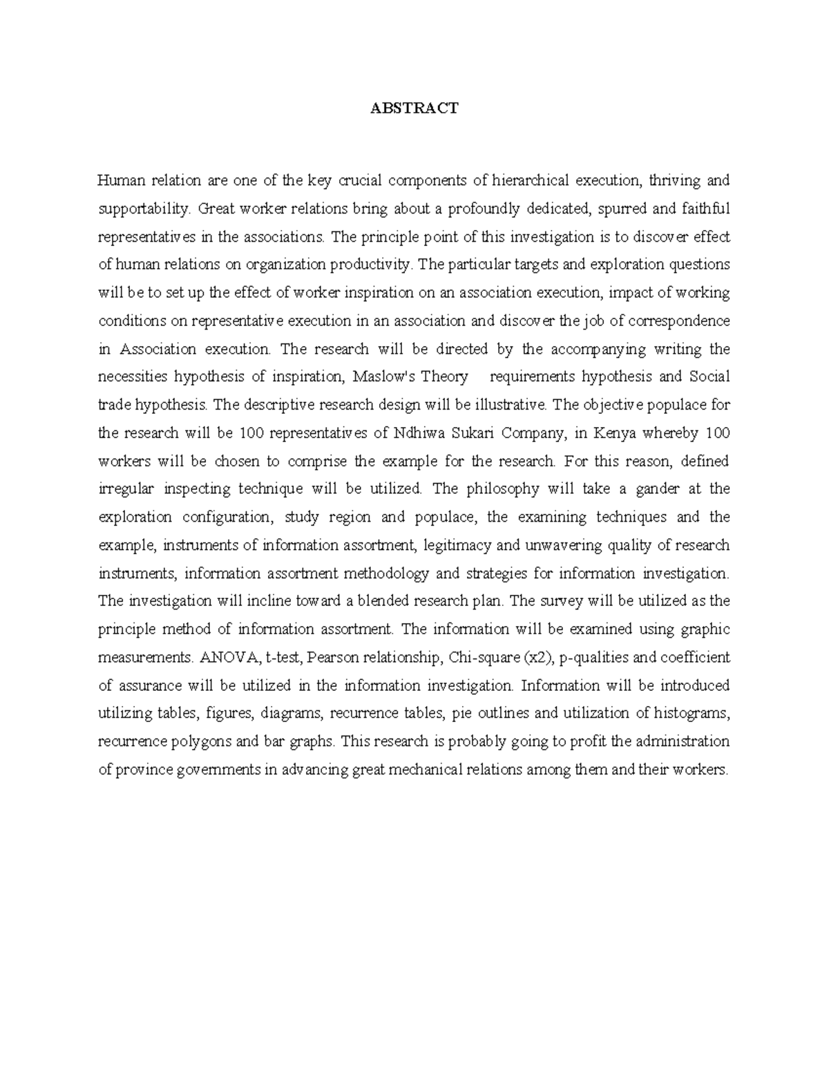 ABSTRACT: Impact of Human Relations on Organizational Productivity ...