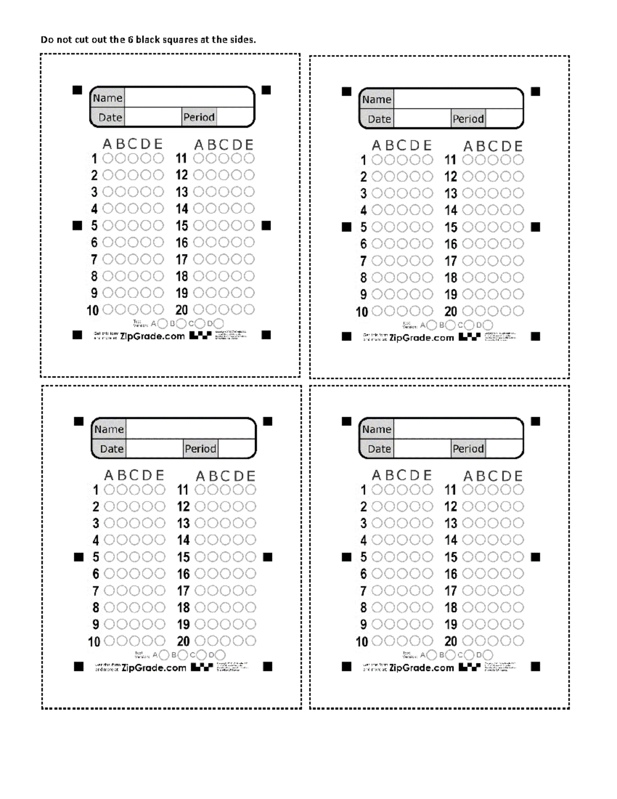 Zip Grade Template for Test Versions A & B - Studocu