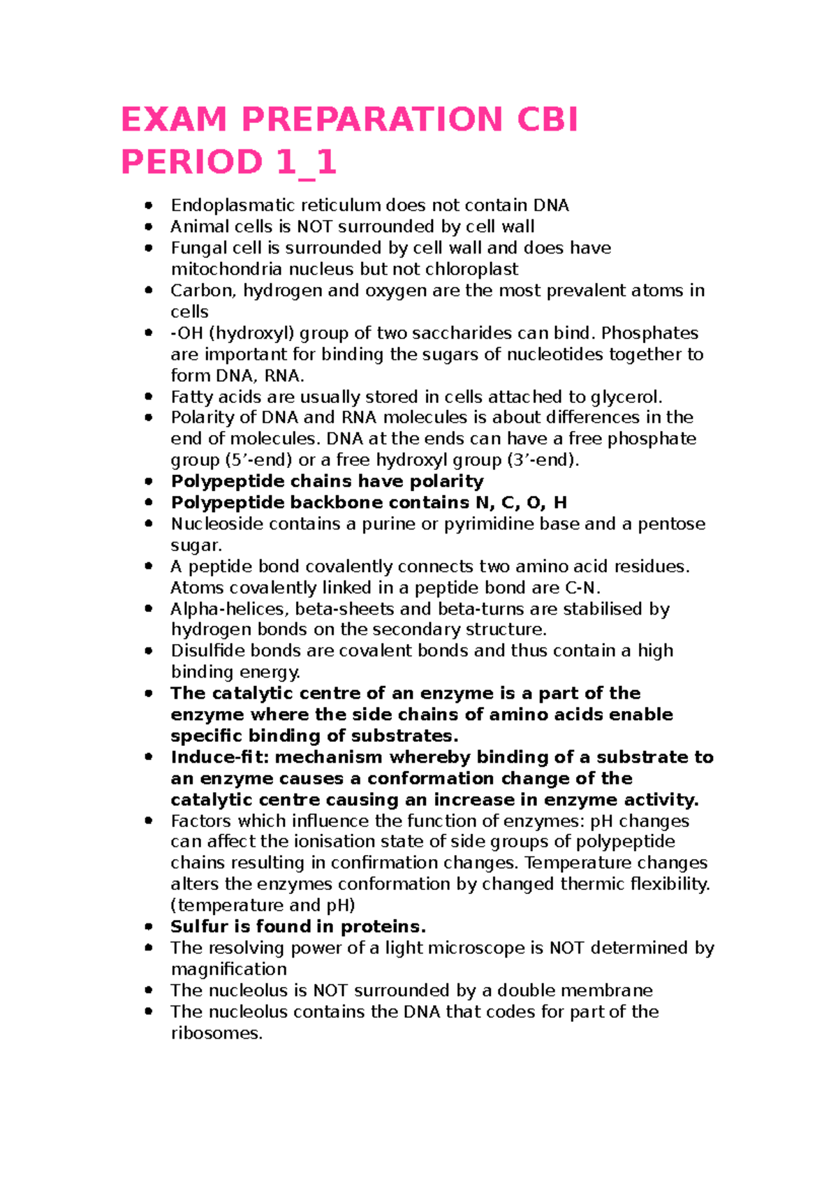 Exam Prep Notes for CBI Period 1: Key Concepts in Cell Biology ...