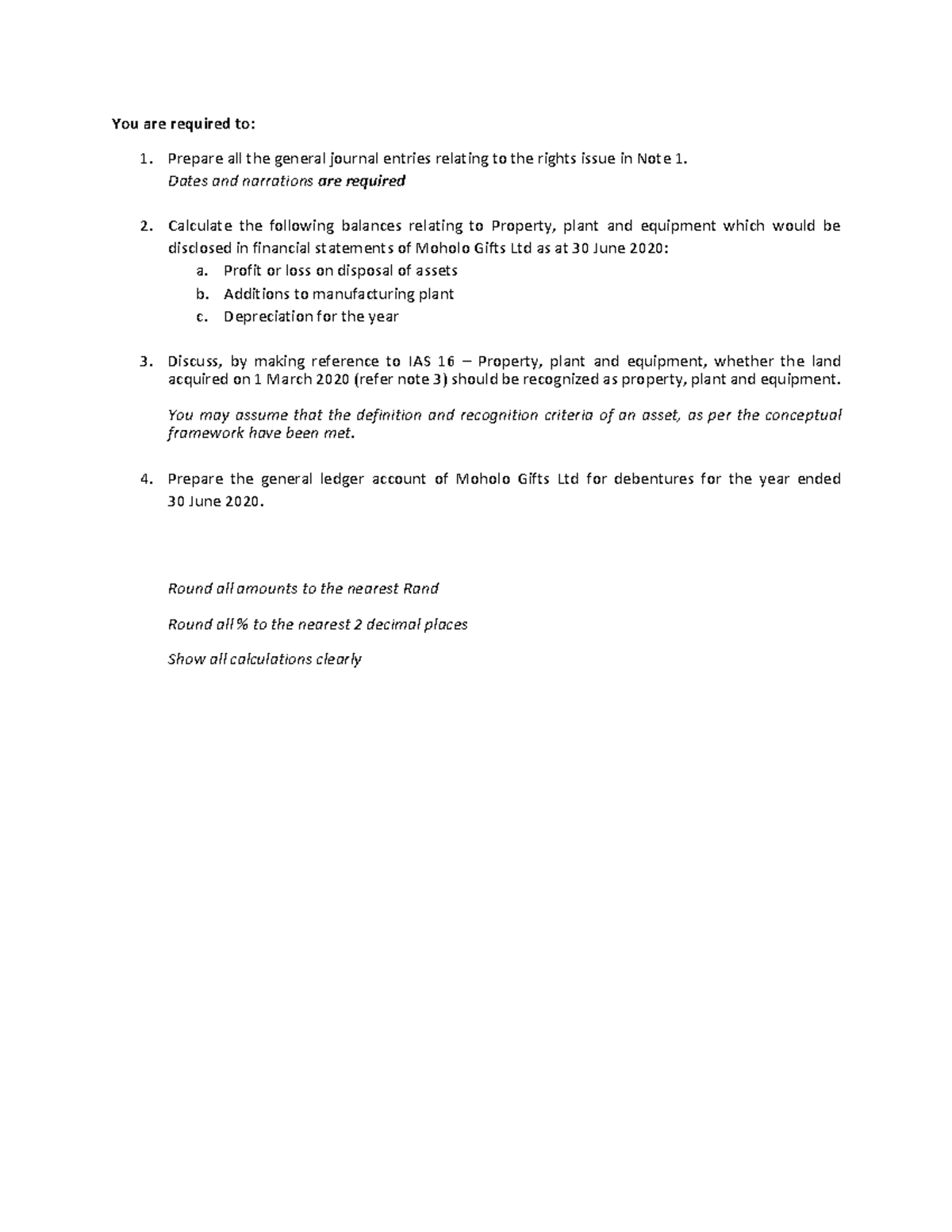 Marked Tut Block 3: Journal Entries & Financial Calculations for Moholo ...