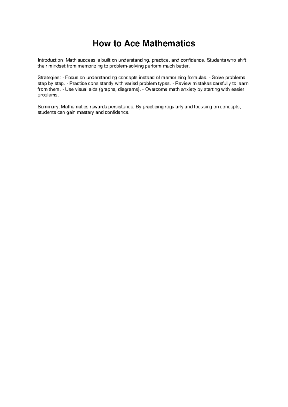 How to Ace Mathematics - How to Ace Mathematics Introduction: Math ...