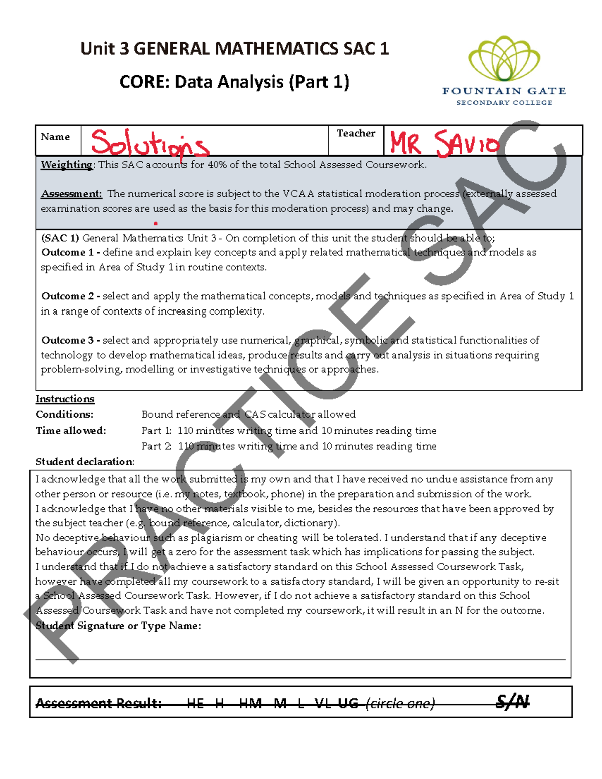 2024 GM Unit 3 Data Analysis SAC 1 Practice Solutions - Studocu