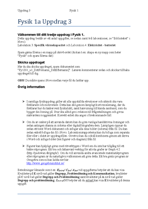 Uppdrag 4 - Inlämning - Fysik 1a Uppdrag 4 Välkommen till ditt fjärde och sista uppdrag i Fysik ...